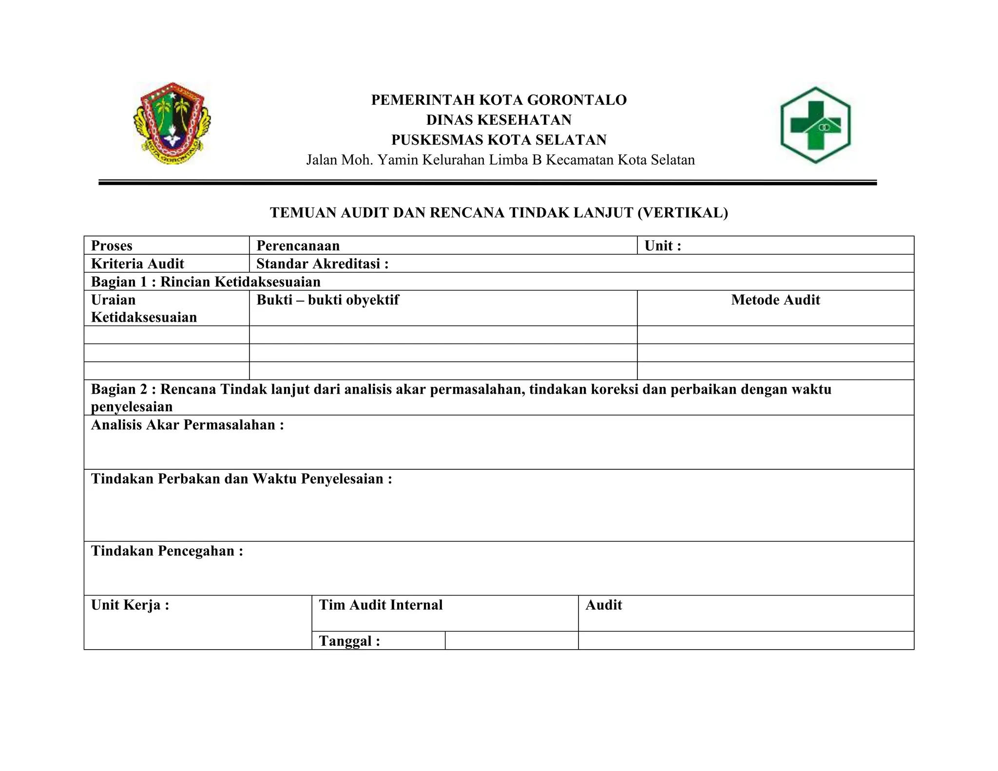 contoh form audit akreditasi puskesmas.docx
