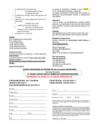 FORMAZIONE Front Office nella Pubblica Amministrazione | PDF