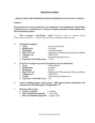Form_B. Application for permission for experiments involving animals.docx