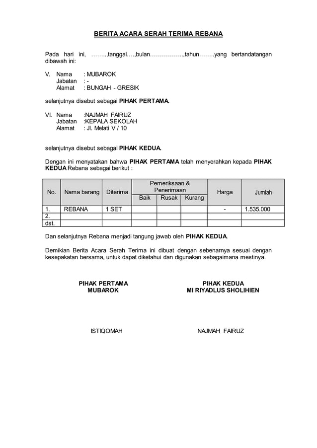 Form berita acara_serah_terima (1) | PDF