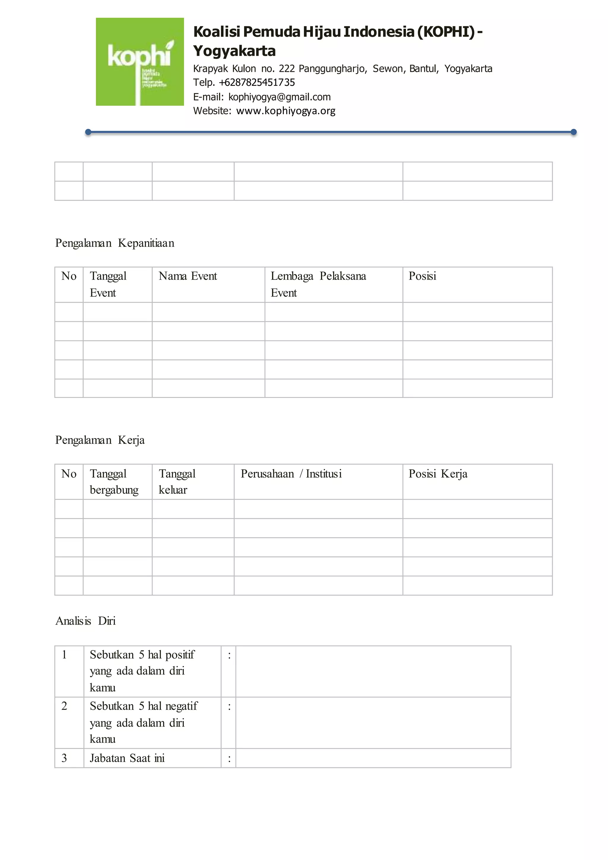 Form bio dan ide gagasan | PDF