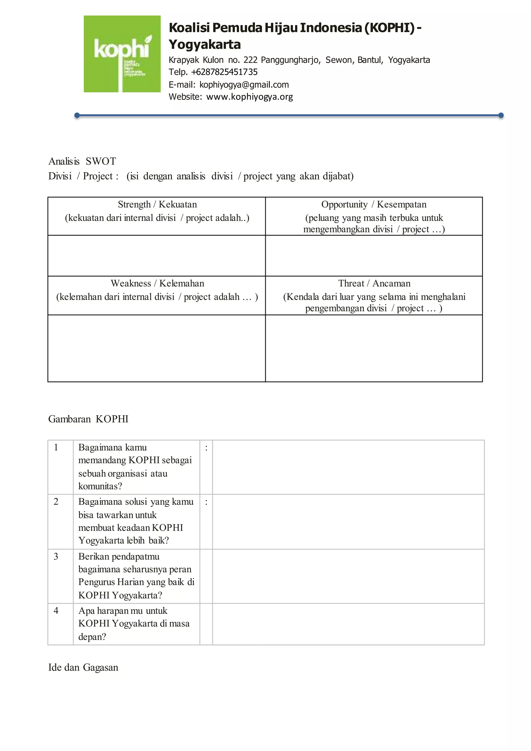 Form bio dan ide gagasan | DOCX