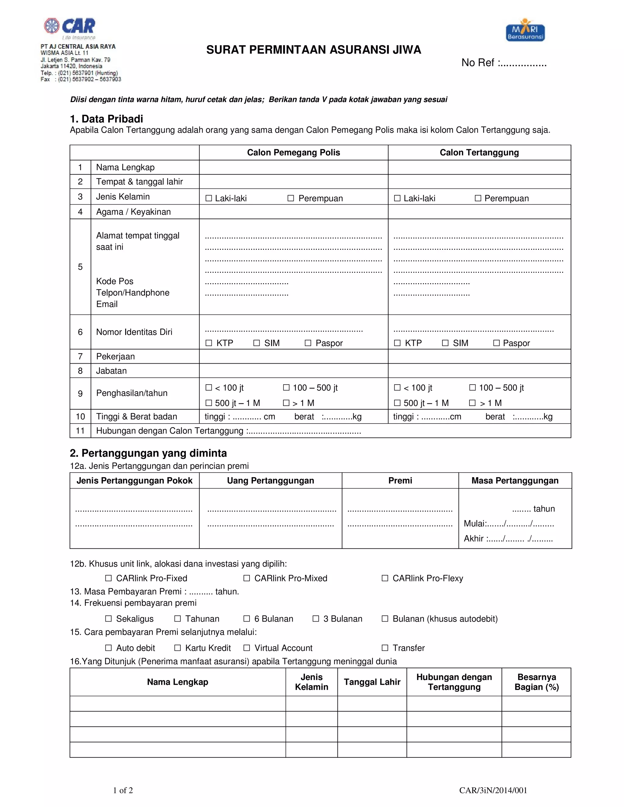 Form bisnis & spaj | PDF