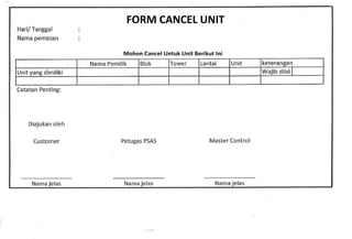 Form cancel unit meikarta | PDF