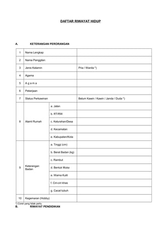 Form daftar riwayat hidup | PDF