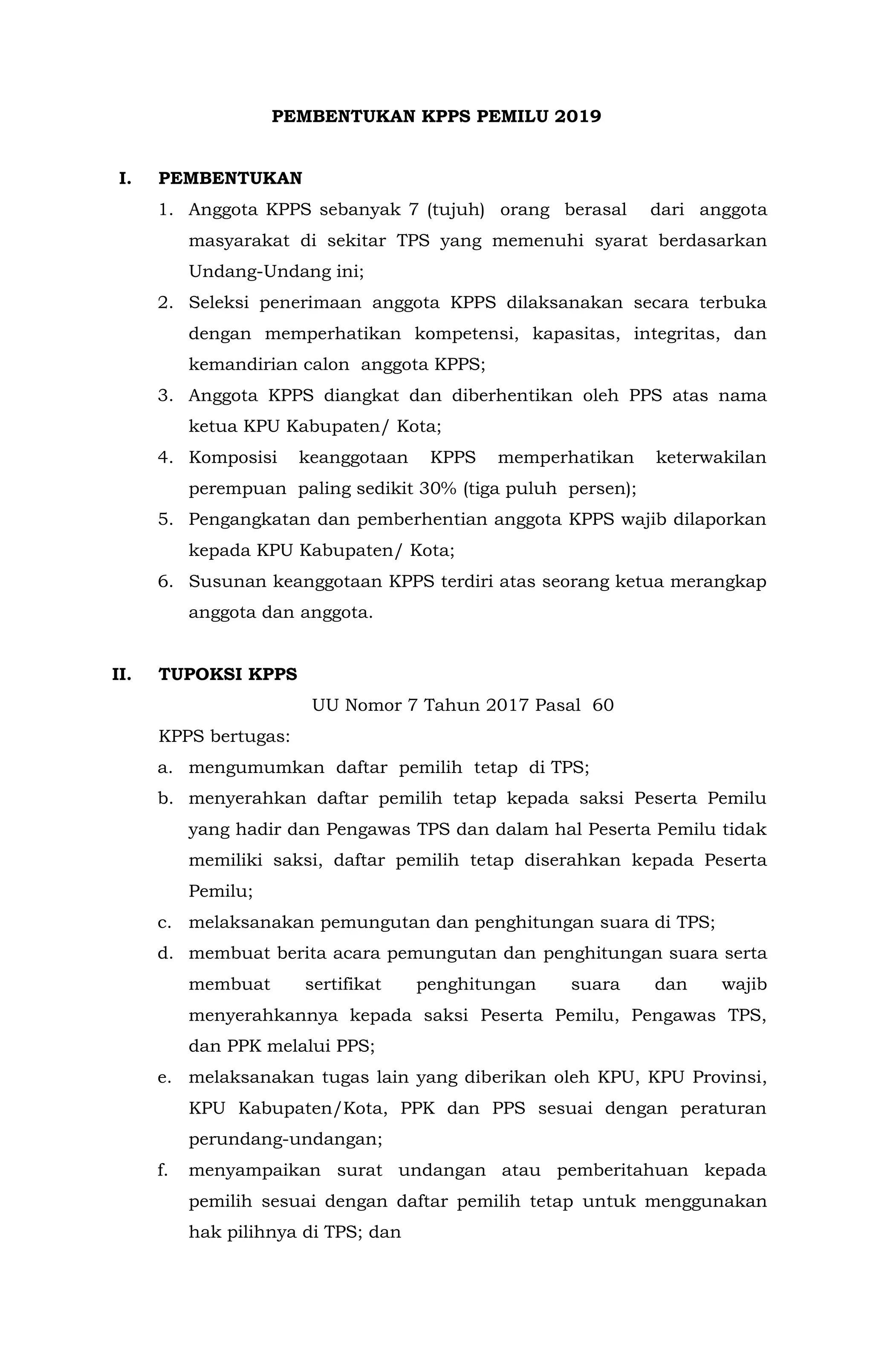 Form dan jadwal pembentukan kpps 2019 | PDF