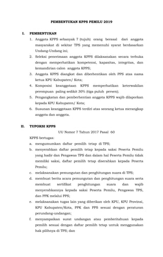 Form dan jadwal pembentukan kpps 2019 | PDF