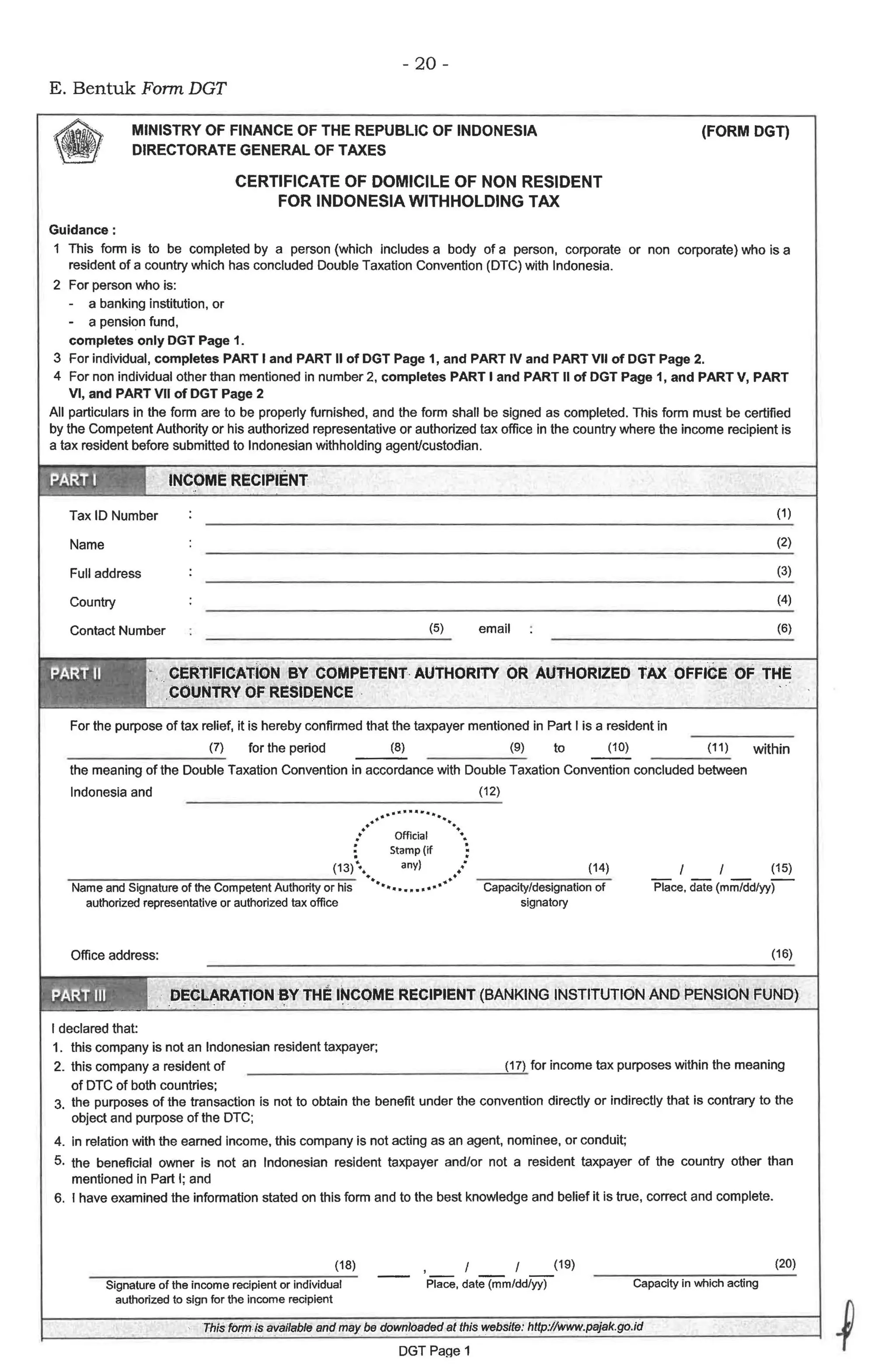 DGT1 Form | PDF