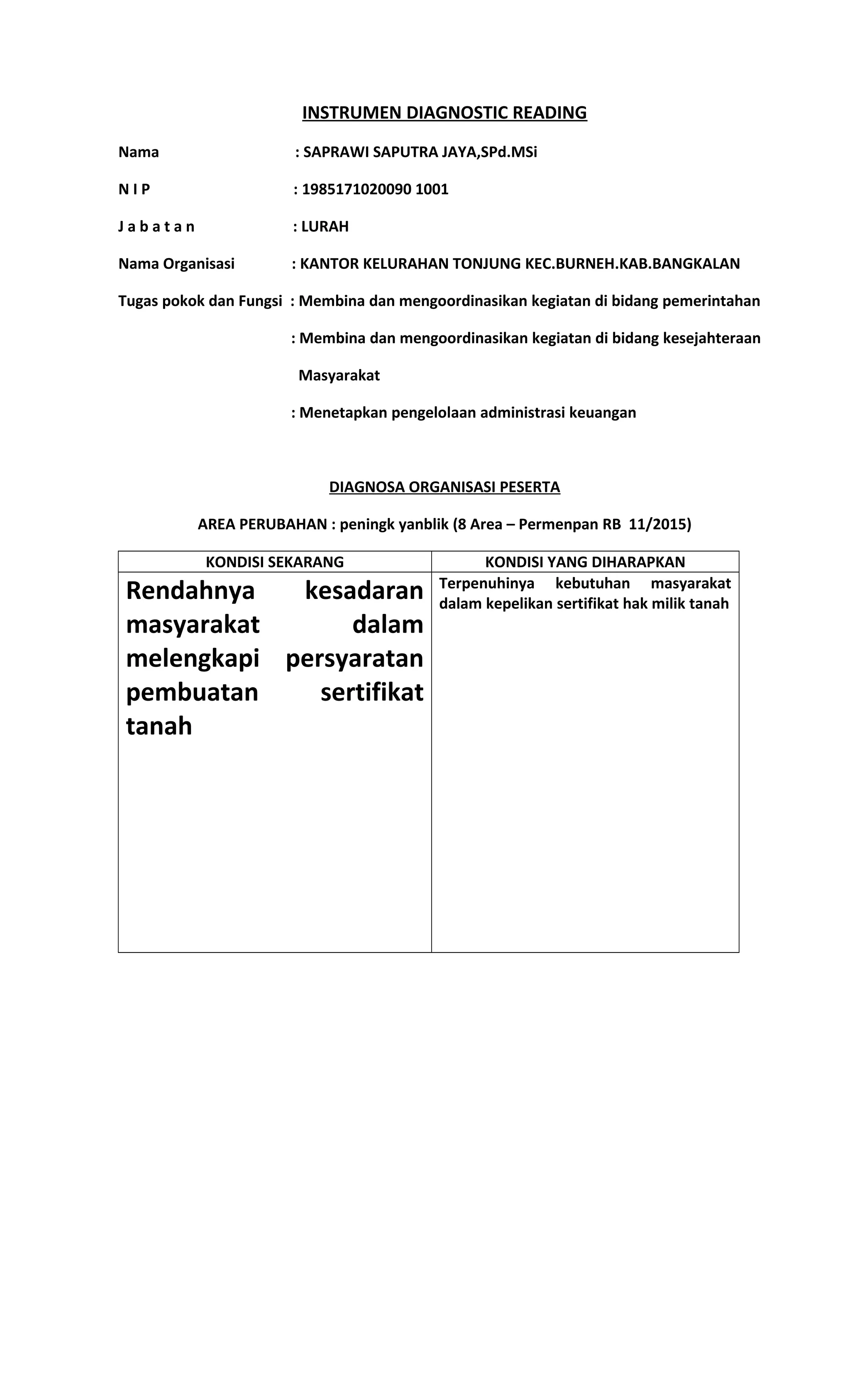 Form diagnostic reading | PDF