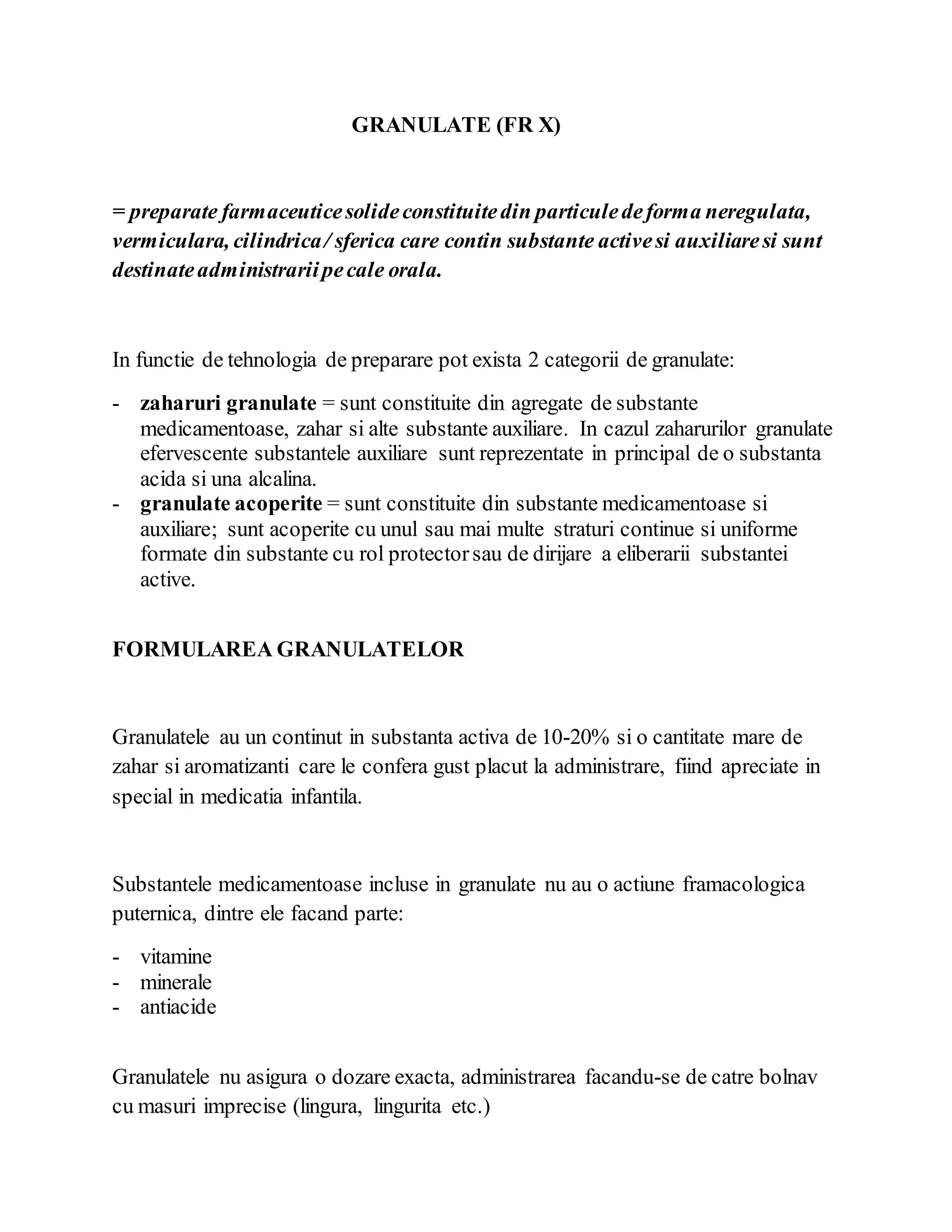 Forme farmaceutice solide | DOCX