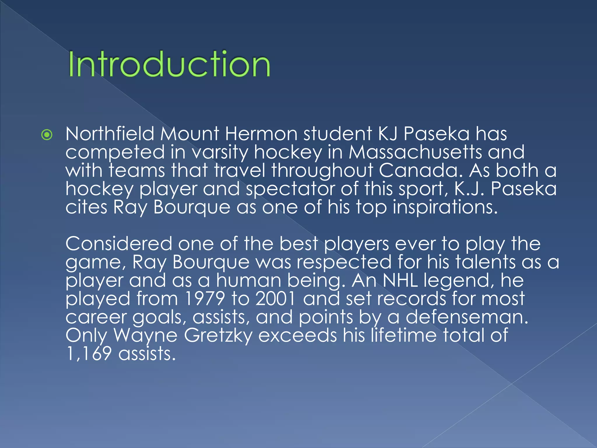 Former Boston Bruins Hockey Player Ray Bourque | PPTX