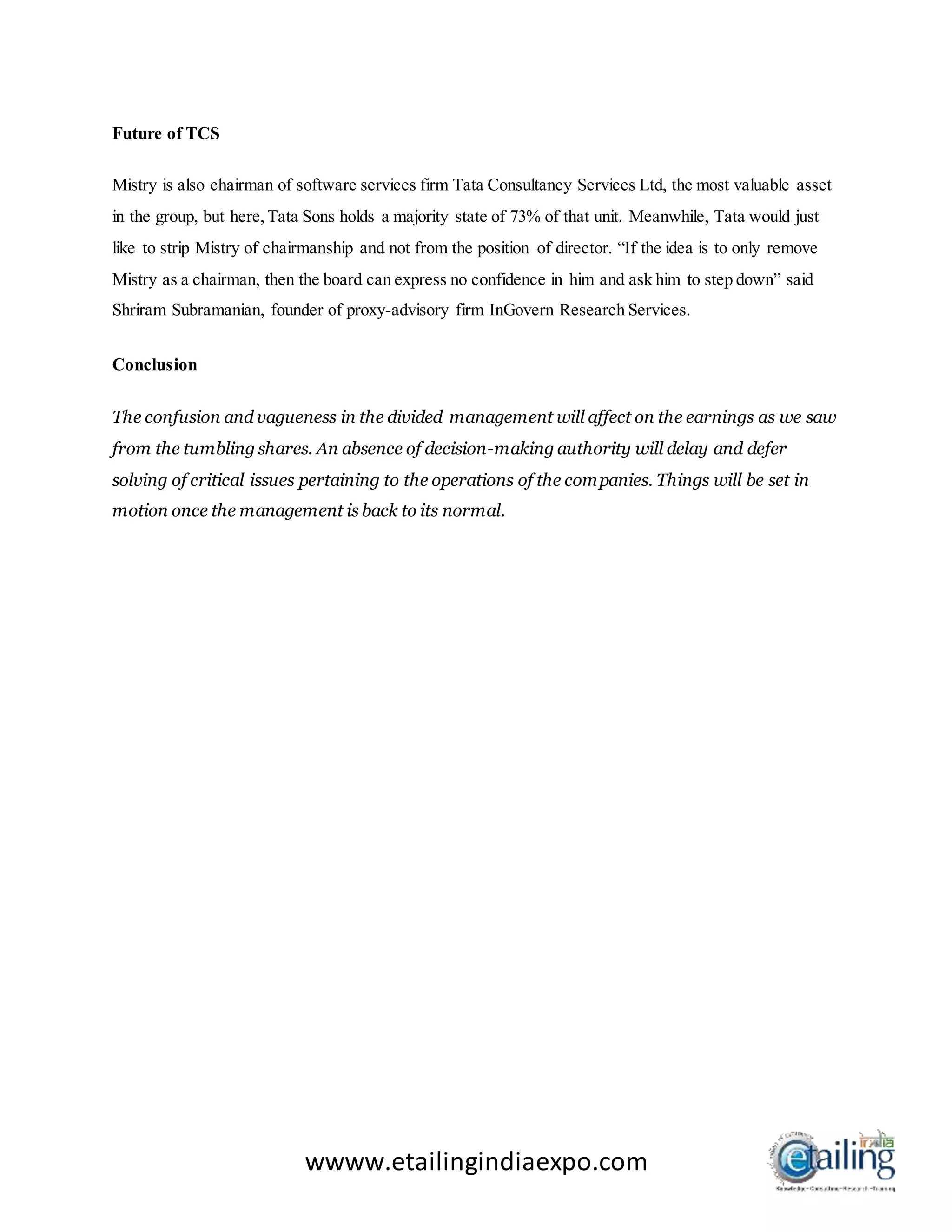 Former tcs chief's resignation from government posts sparks buzz | DOCX ...