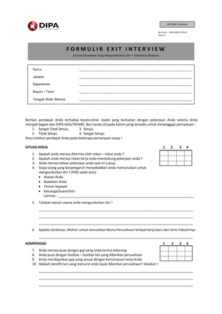Form exit interview 2016 (new) 1 | PDF