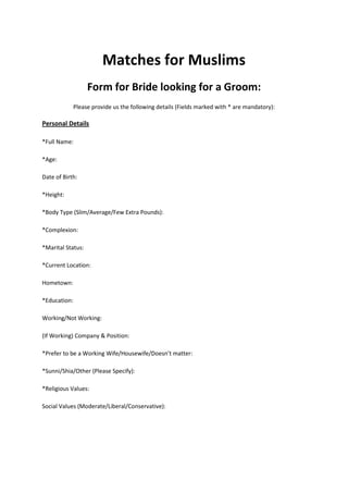 Form for Bride | PDF