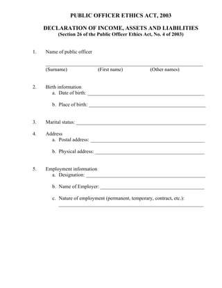 Form for declaration of Income,Assets and Liabilities by public ...