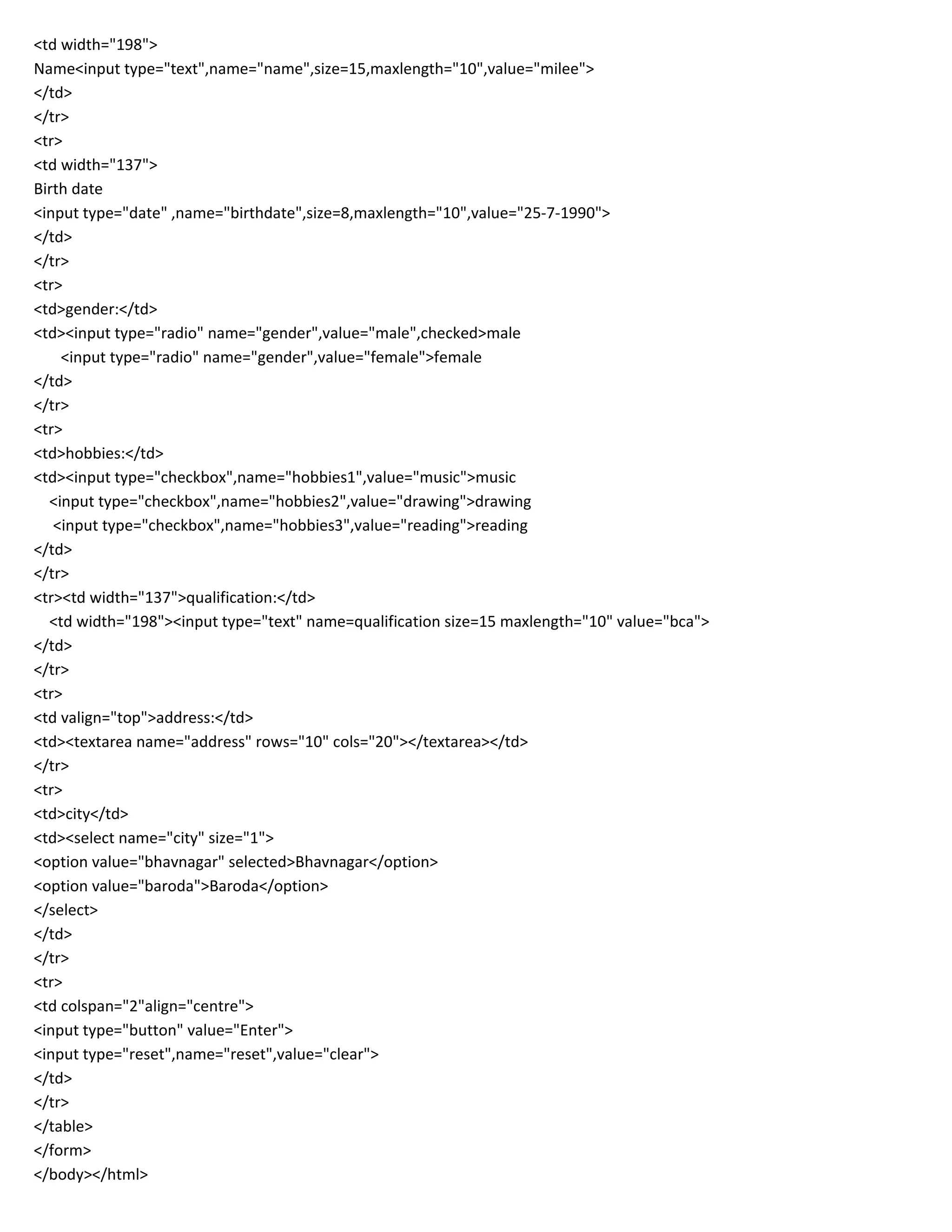 Form & frame | DOC | Web Design and HTML | Internet