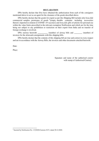 FORM H for sb four for courier of goods to | PDF
