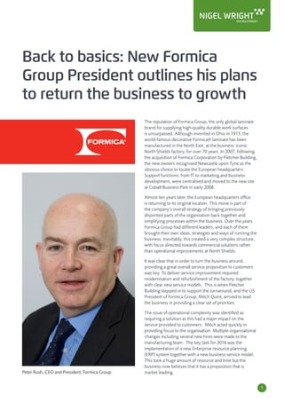 Interview with Formica Group's new CEO and President | PDF