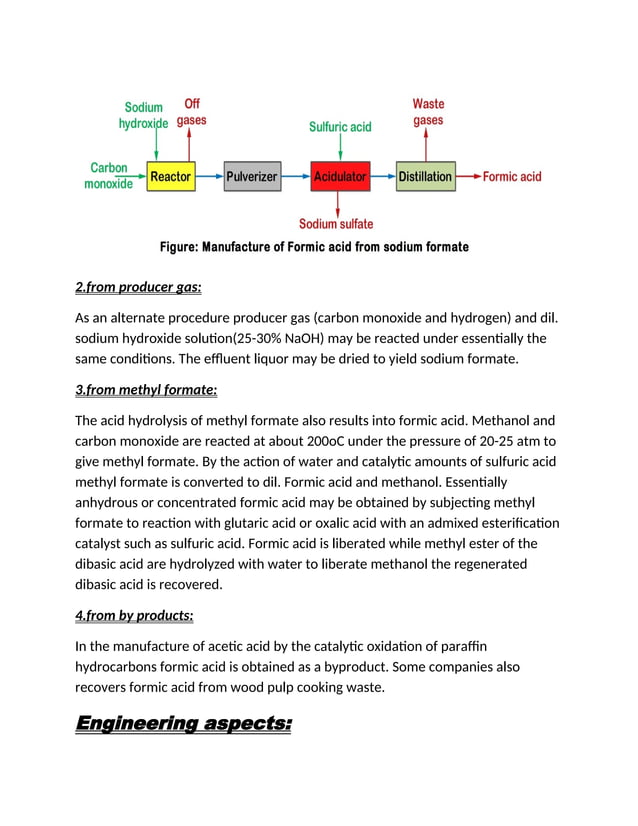 Formic acid the simplest carboxylic acid. | DOCX | Chemistry | Science