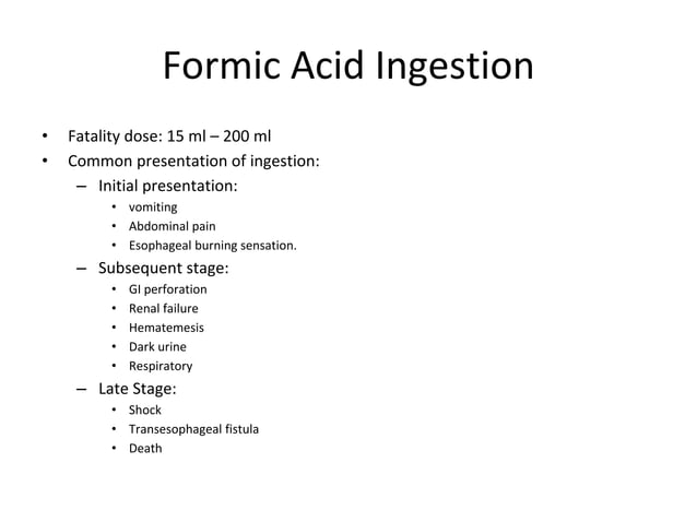 Formic Acid Poisoning.pptx | Digestive Disorders | Diseases and Conditions