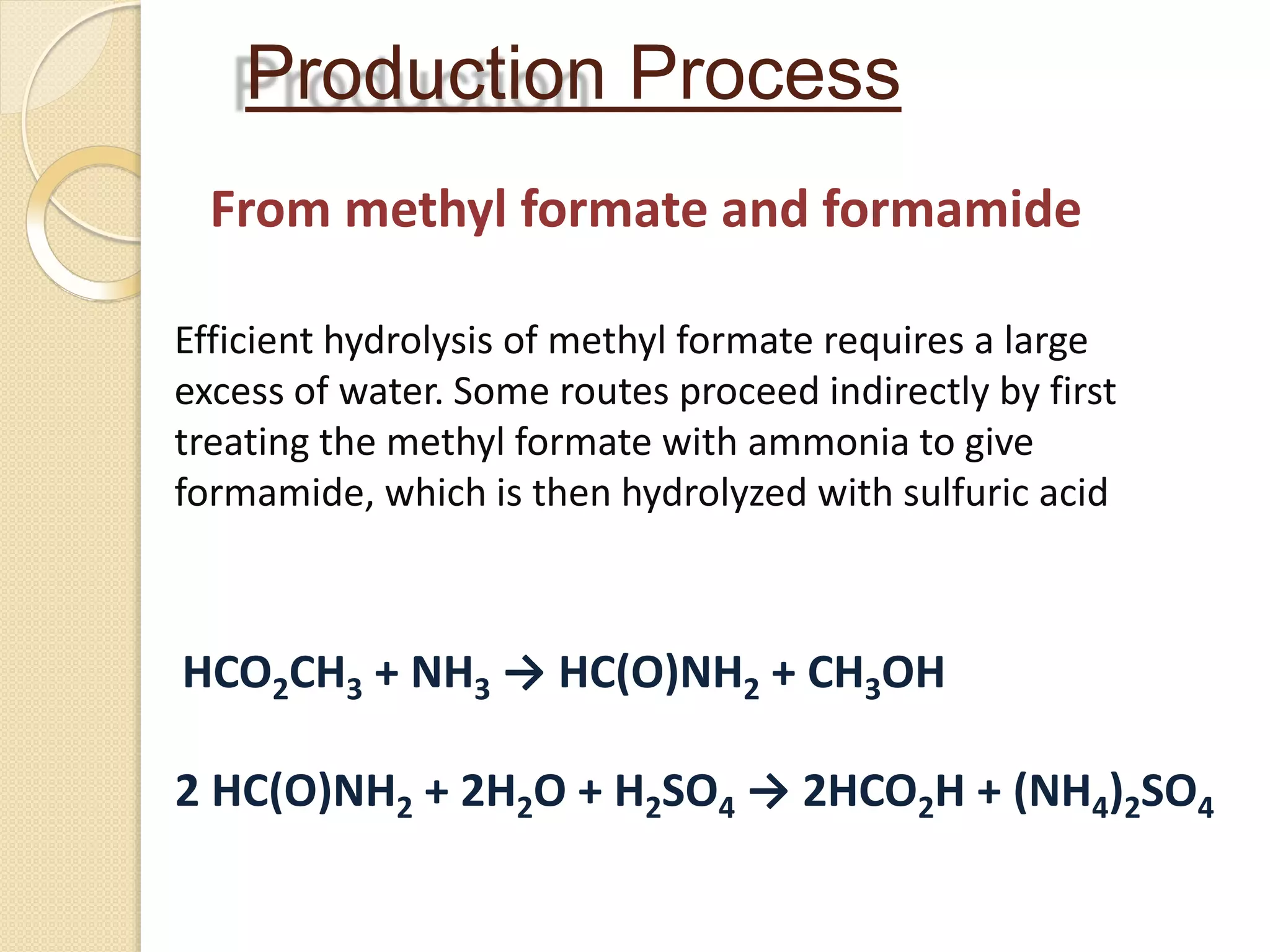 Industrial Preparation of Formic acid | PPTX