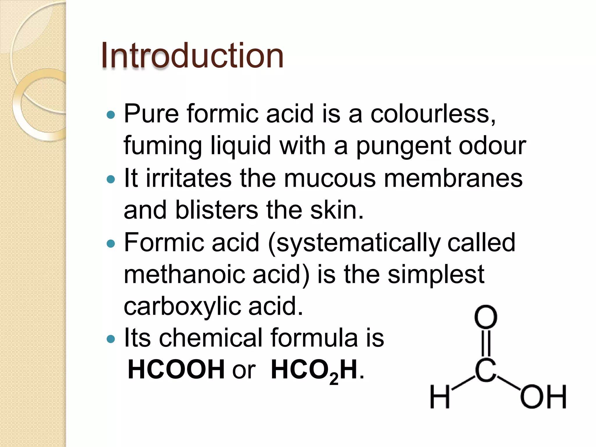 Industrial Preparation of Formic acid | PPTX