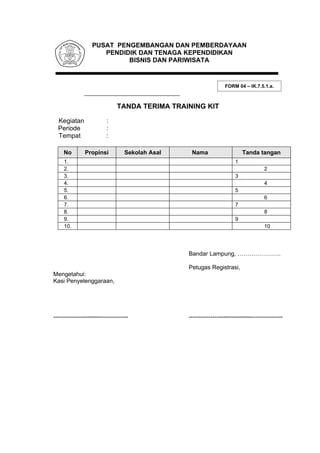 Form ik 7.5.1.a registrasi peserta diklat | DOC