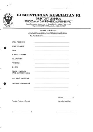 Form Permohonan Informasi Dumas Ditjen P2P | PDF