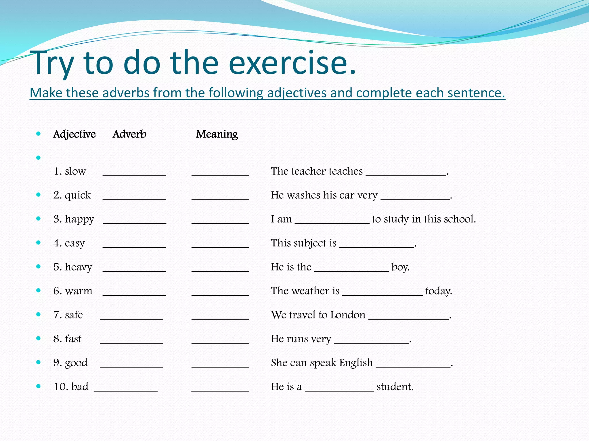 Forming adverbs from adjectives | PPT