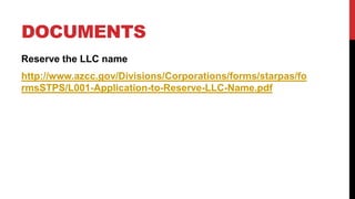 Forming an Arizona LLC | PPT