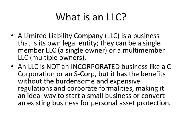 Forming an LLC | PPTX