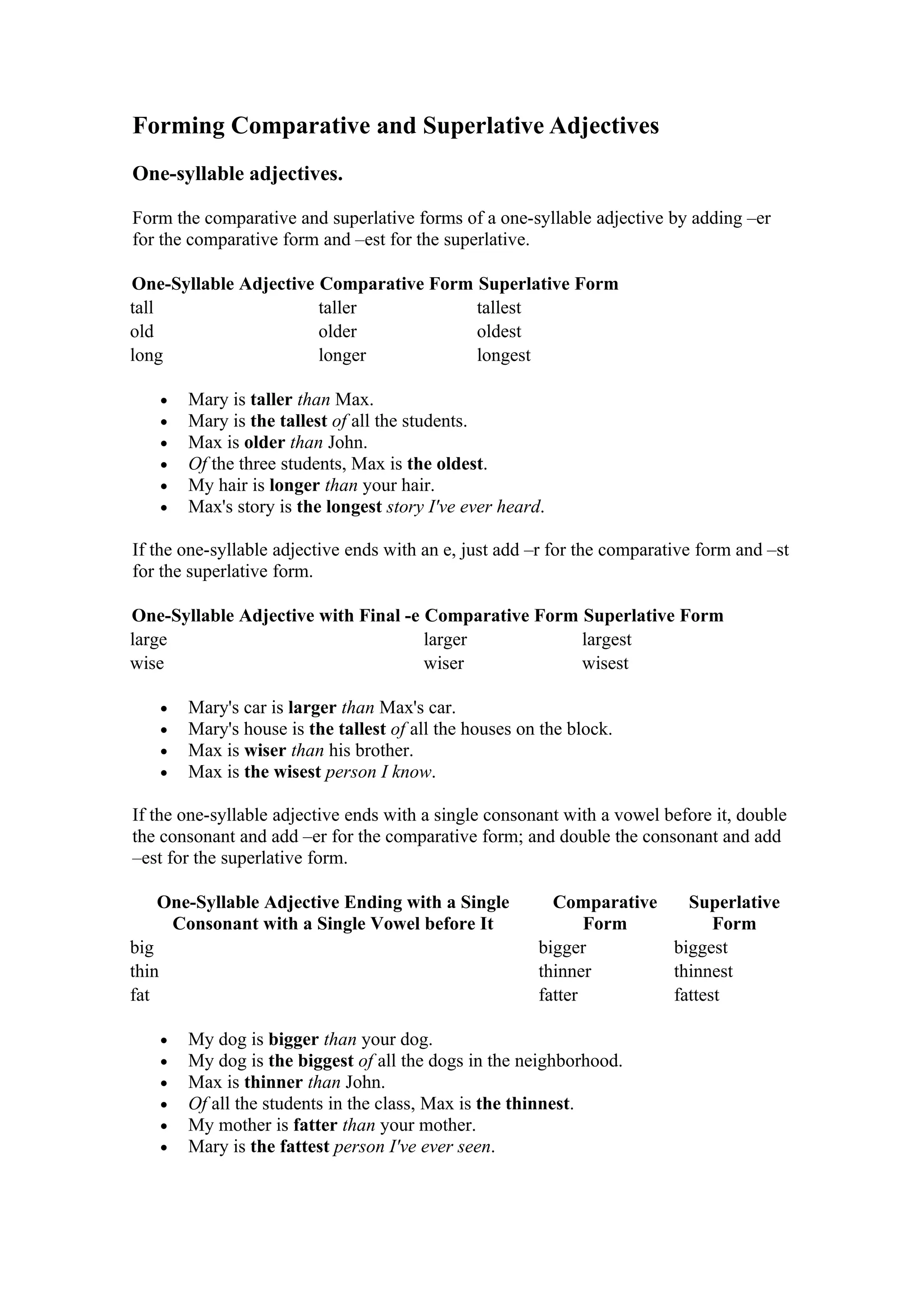 Forming comparative and superlative adjectives | DOC