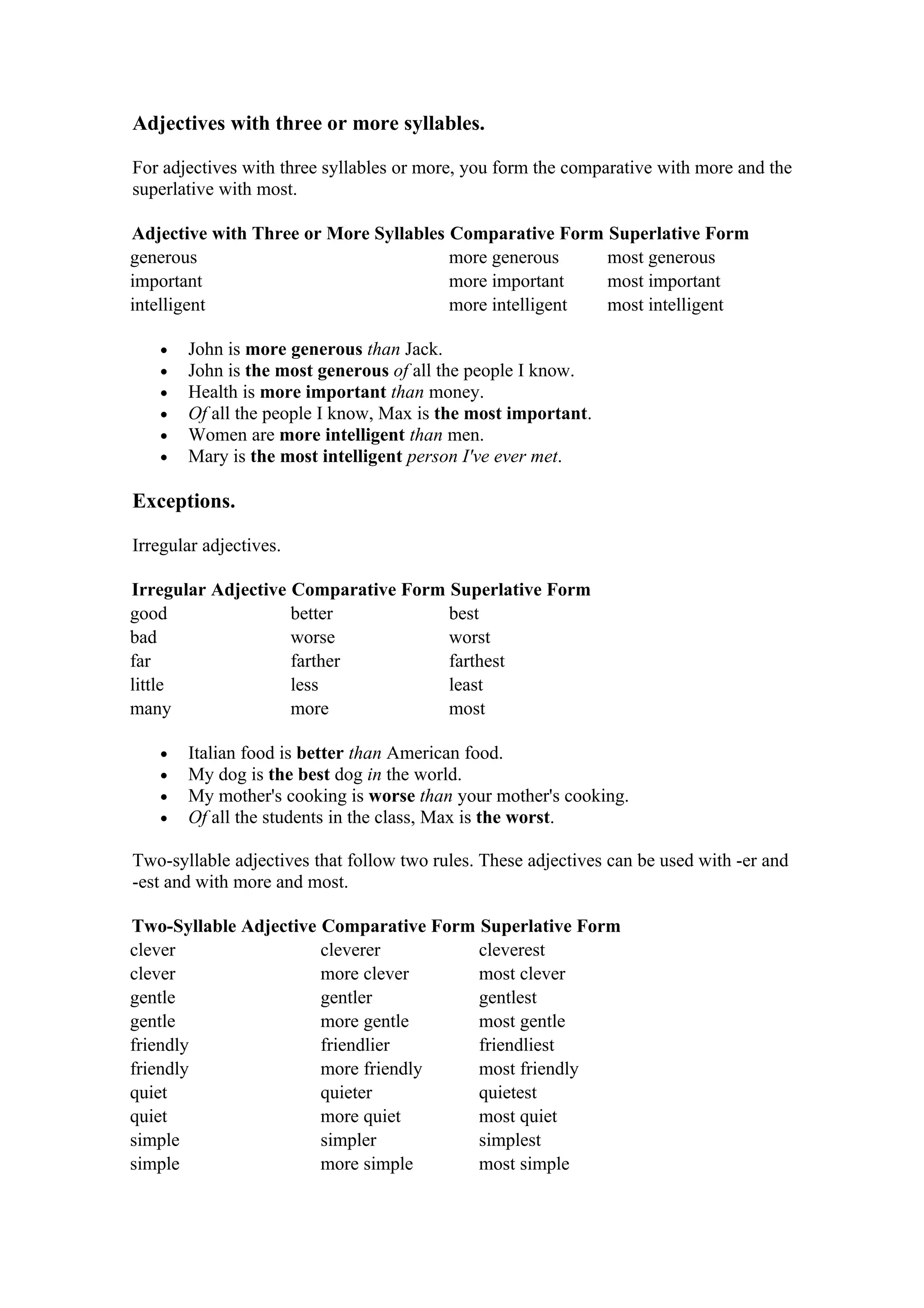 Forming comparative and superlative adjectives | DOC