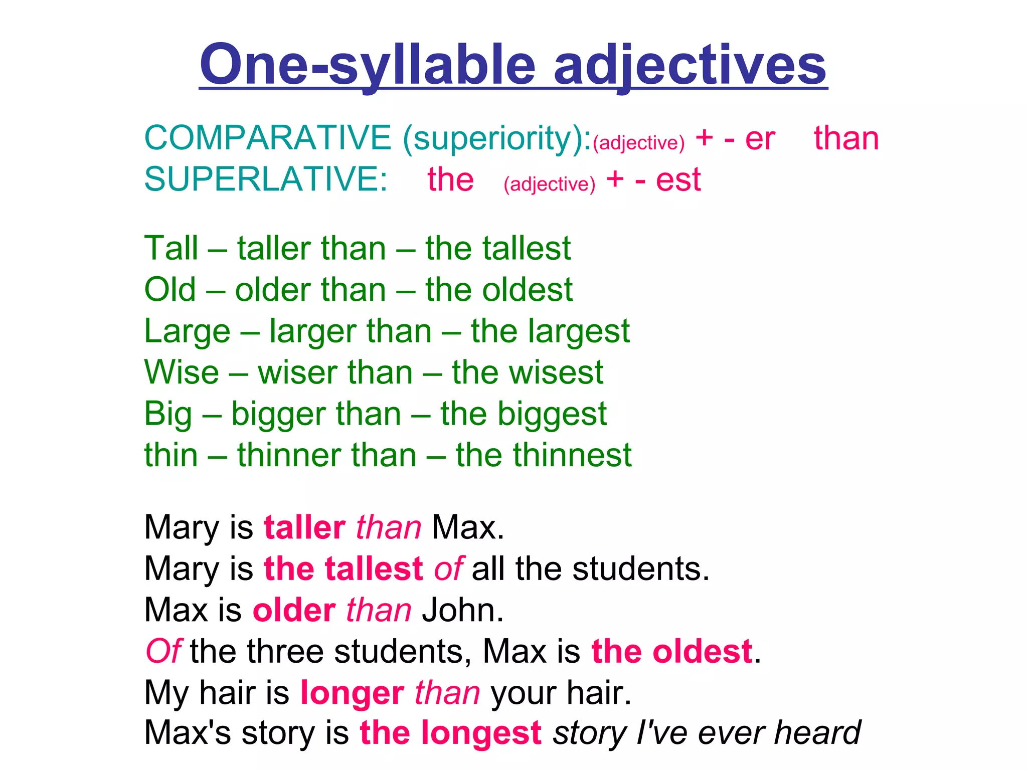 Forming comparative and superlative adjectives | PPT