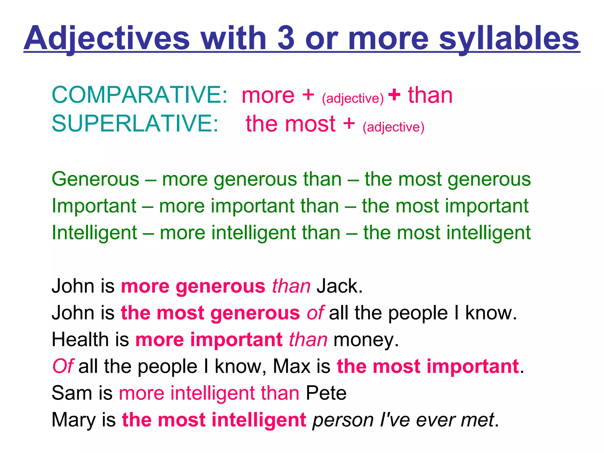Forming comparative and superlative adjectives | PPT