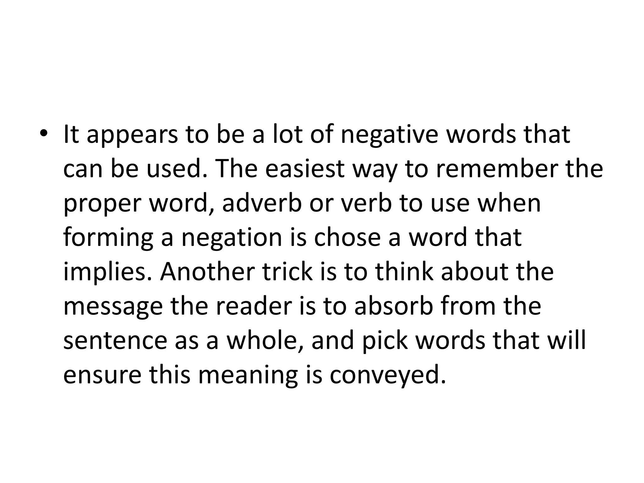 Forming negative sentences correctly | PPTX