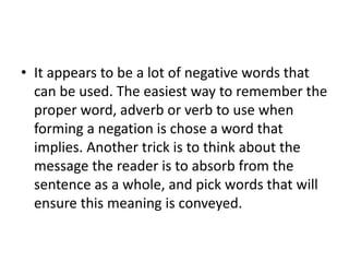 Forming negative sentences correctly | PPTX