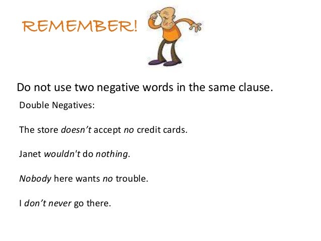 Forming negative sentences correctly
