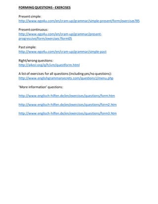 Forming Questions: Exercises | PDF