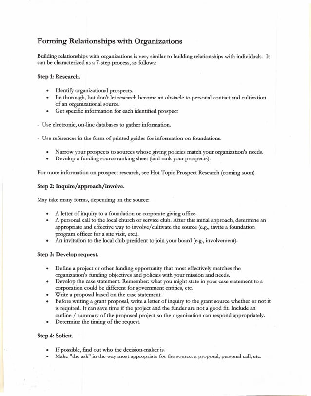 Forming relationships with organizations | PDF
