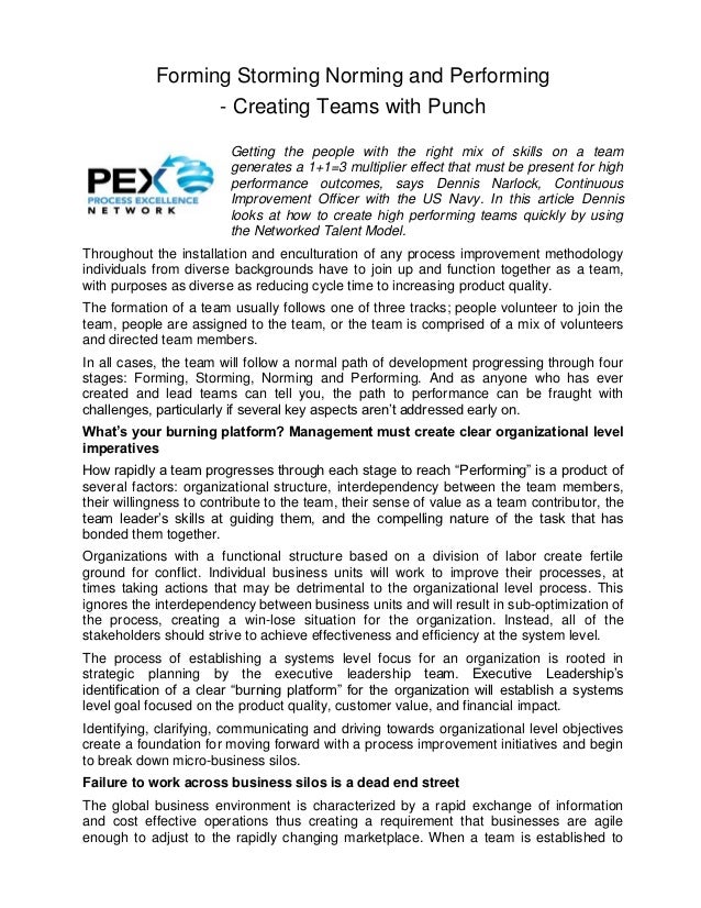 Forming Storming Norming And Performing Creating Teams With Punch