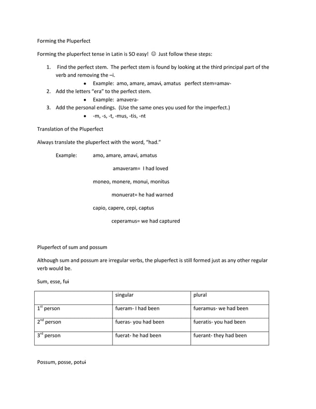 Forming the pluperfect | DOCX
