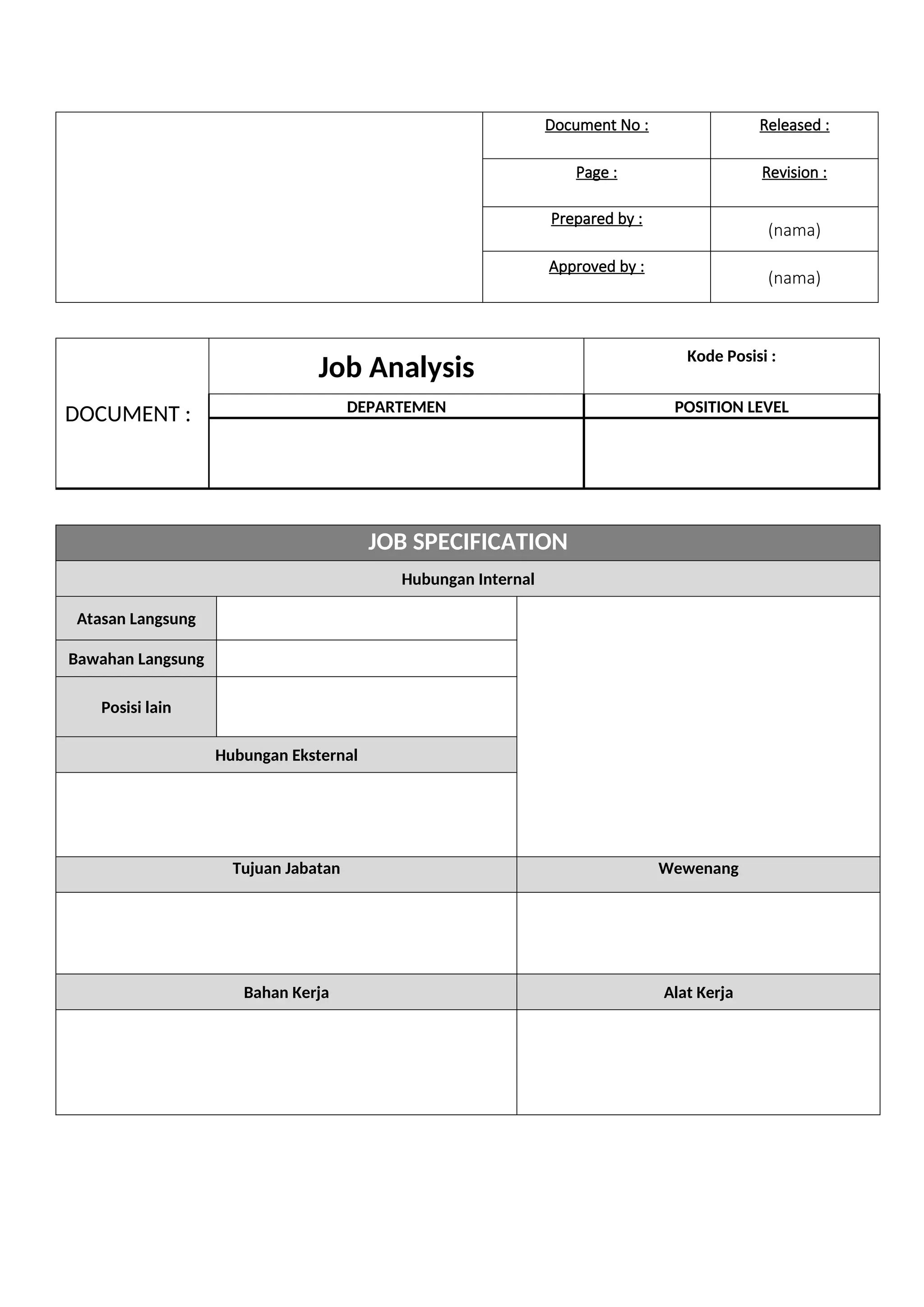 Form Job Analysis.docx revisi sudah sesuai | PDF