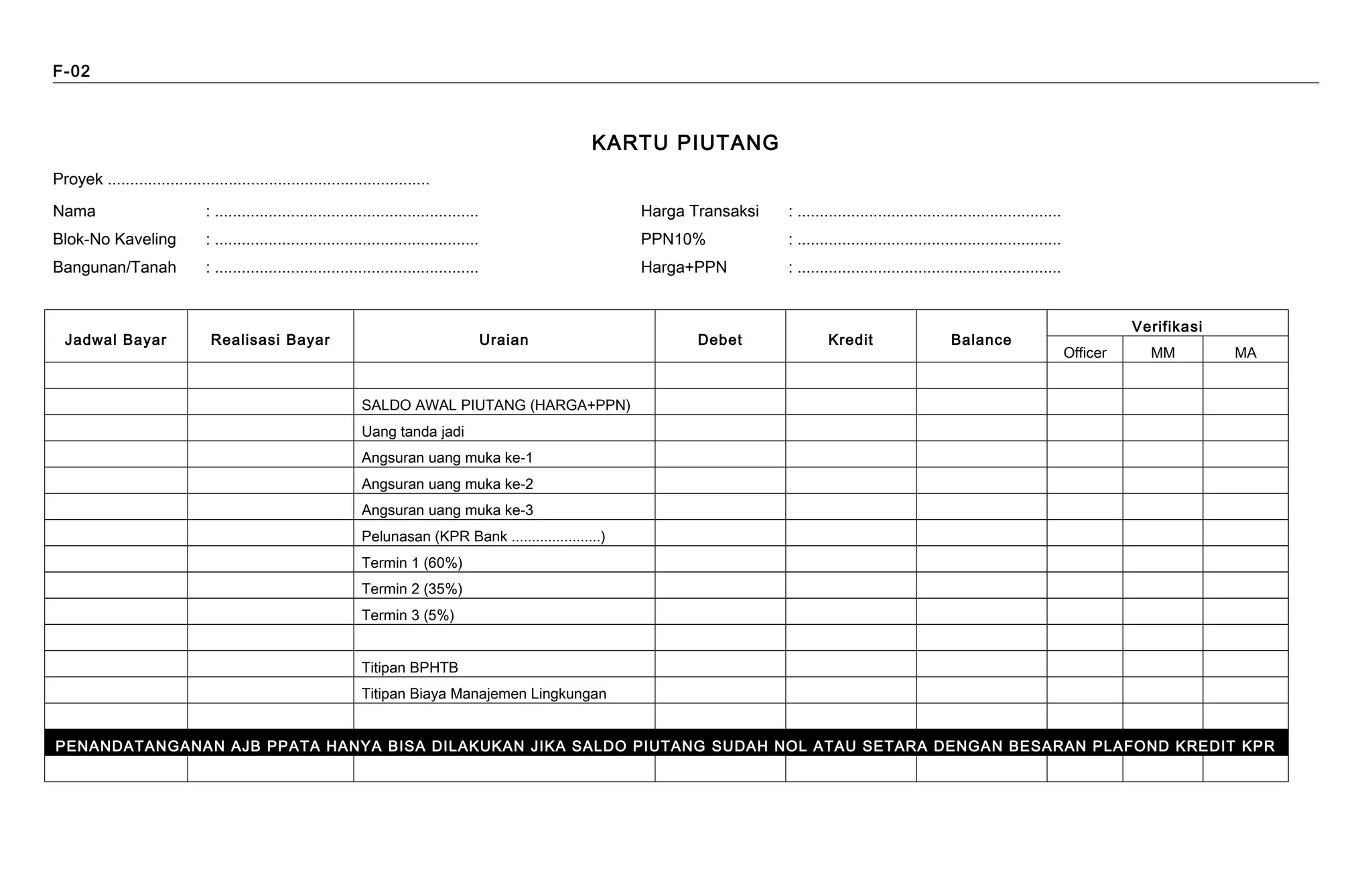 Form keu02 (kartu piutang) | DOC
