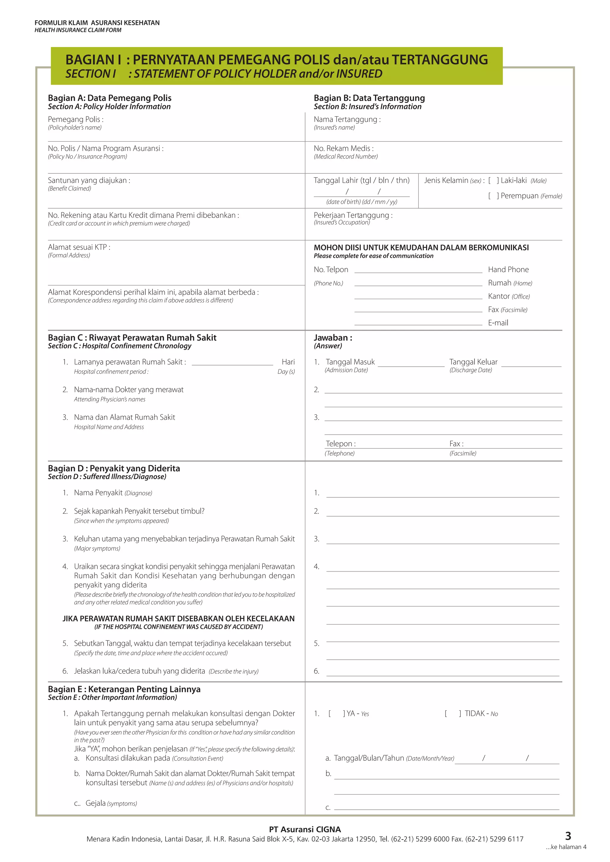 Form klaim kesehatan | PDF