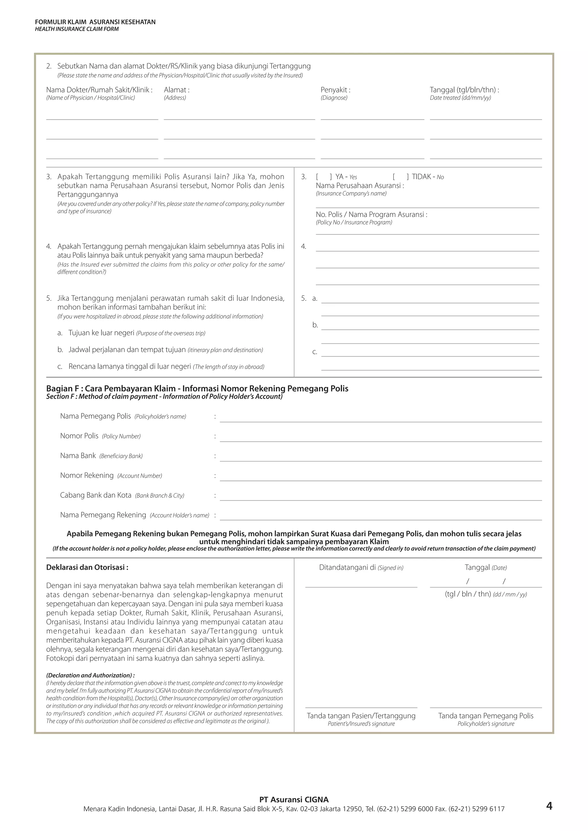 Form klaim kesehatan | PDF