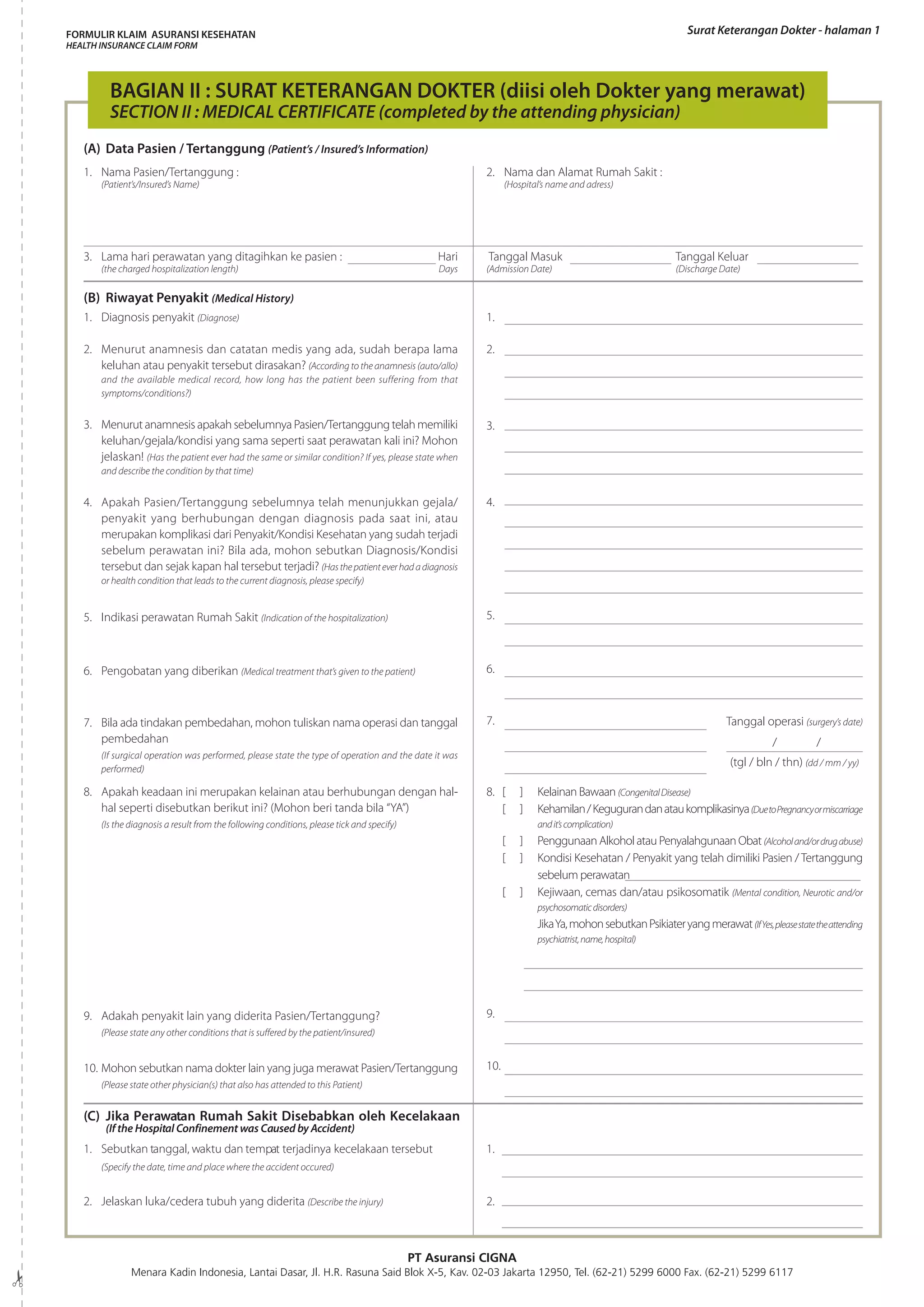 Form klaim kesehatan | PDF