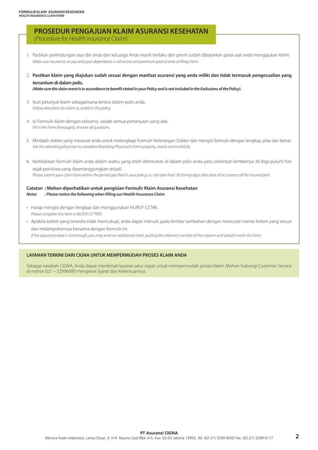 Form klaim kesehatan | PDF