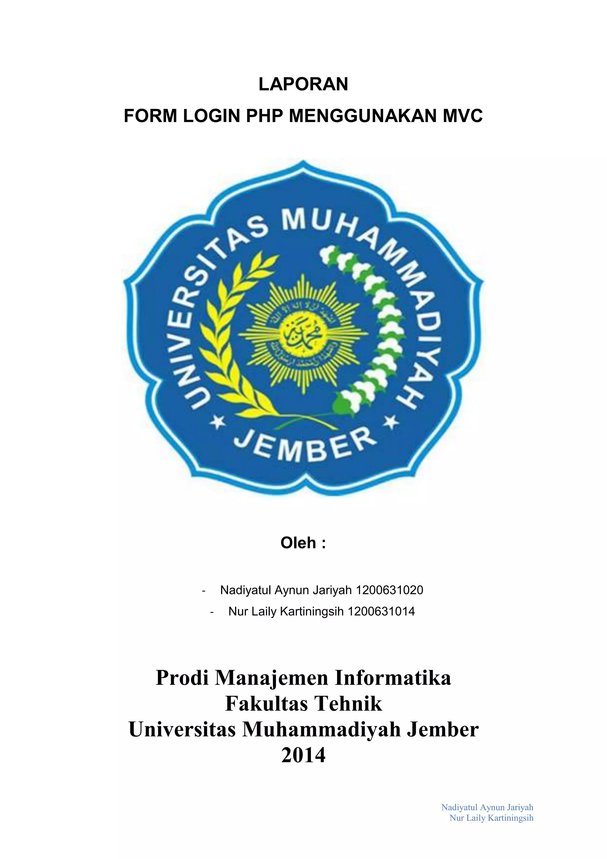 Tutorial Form login menggunakan MVC | DOCX