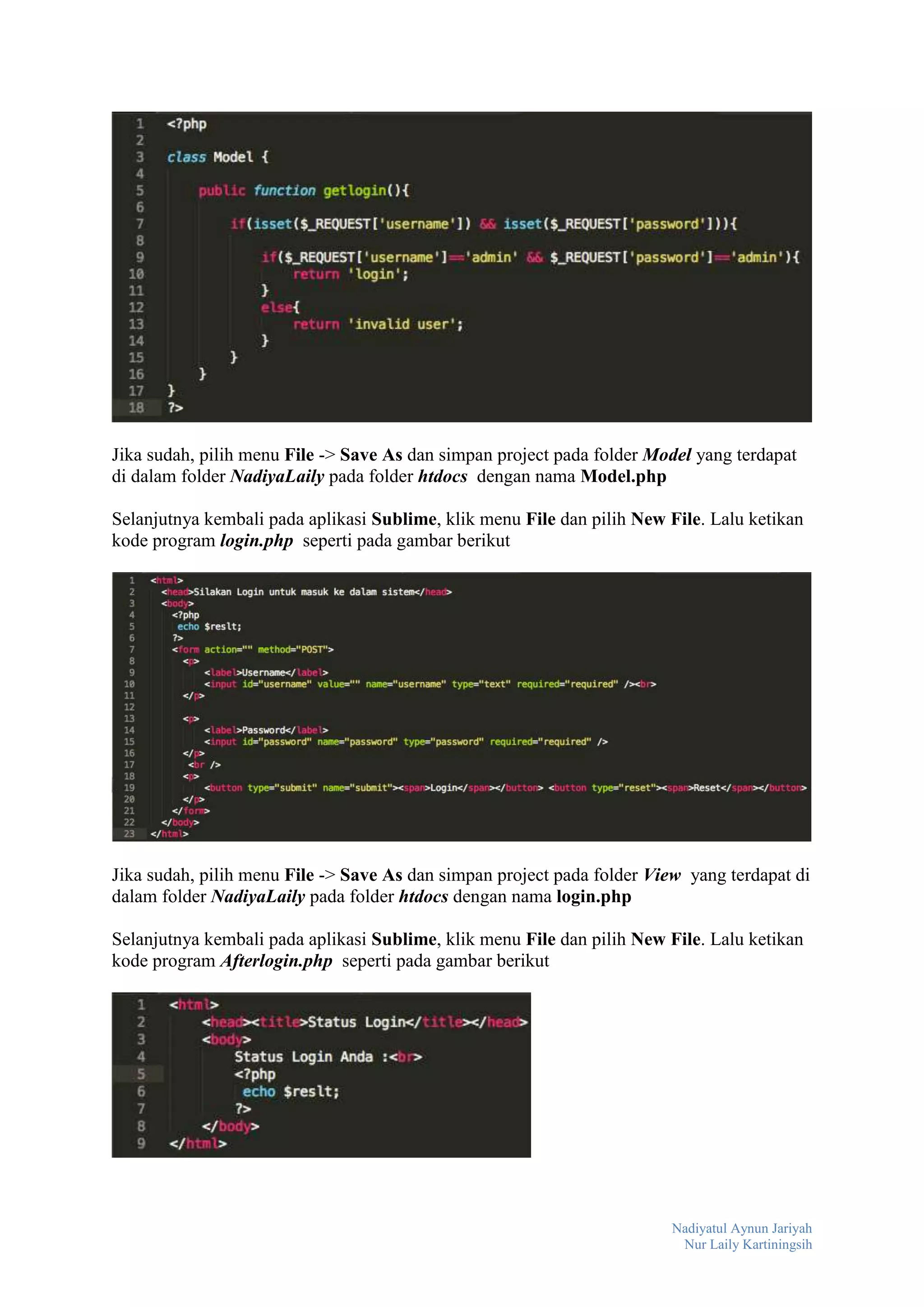 Tutorial Form login menggunakan MVC | DOCX
